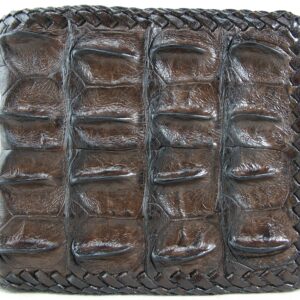 Pelgio Genuine Crocodile Alligator Backbone Skin Handmade Bifold Wallet (Chocolate Brown)