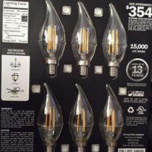 Feit Dimmable LED Clear Chandelier Soft White 6-Pack (40W Replacement) 3.8W