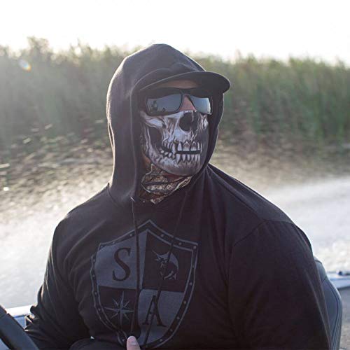 SA Company Face Shield Micro Fiber Protect from Wind, Dirt and Bugs. Worn as a Balaclava, Neck Gaiter & Head Band for Hunting, Fishing, Boating, Cycling, Paintball and Salt Lovers Forest Camo Skull