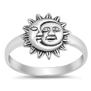 sun moon universe space fashion ring new .925 sterling silver band size 4