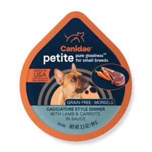 canidae pure petite limited ingredient premium small breed wet dog food, lamb and carrot morsels in sauce, 3.5 ounce (pack of 12), grain free