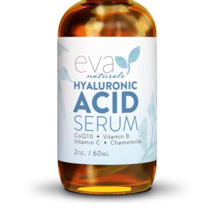 eva naturals pure hyaluronic acid serum for face - facial serum - wrinkles and fine lines - perfect hydrating serum for face and dry skin - pairs with vitamin c serum (2 oz)