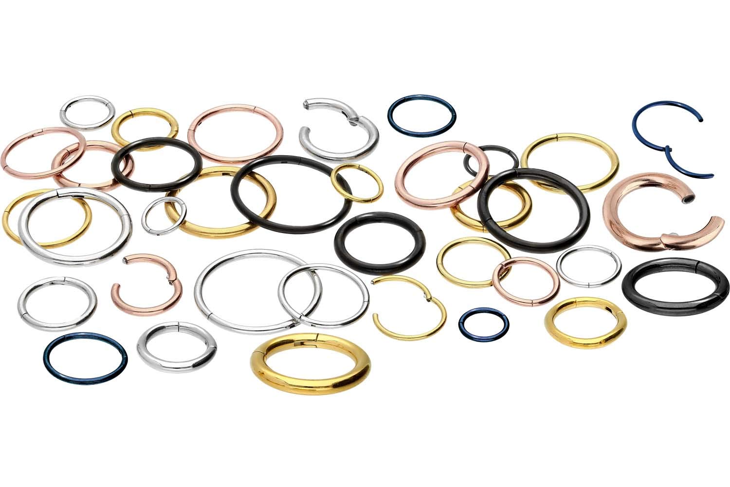 PIERCINGLINE Segment Ring Clicker made of surgical steel - Hoop Piercing in gold, silver, rose gold or black - nose ring, septum ring, ear helix piercing jewelry or tragus cartilage hoop