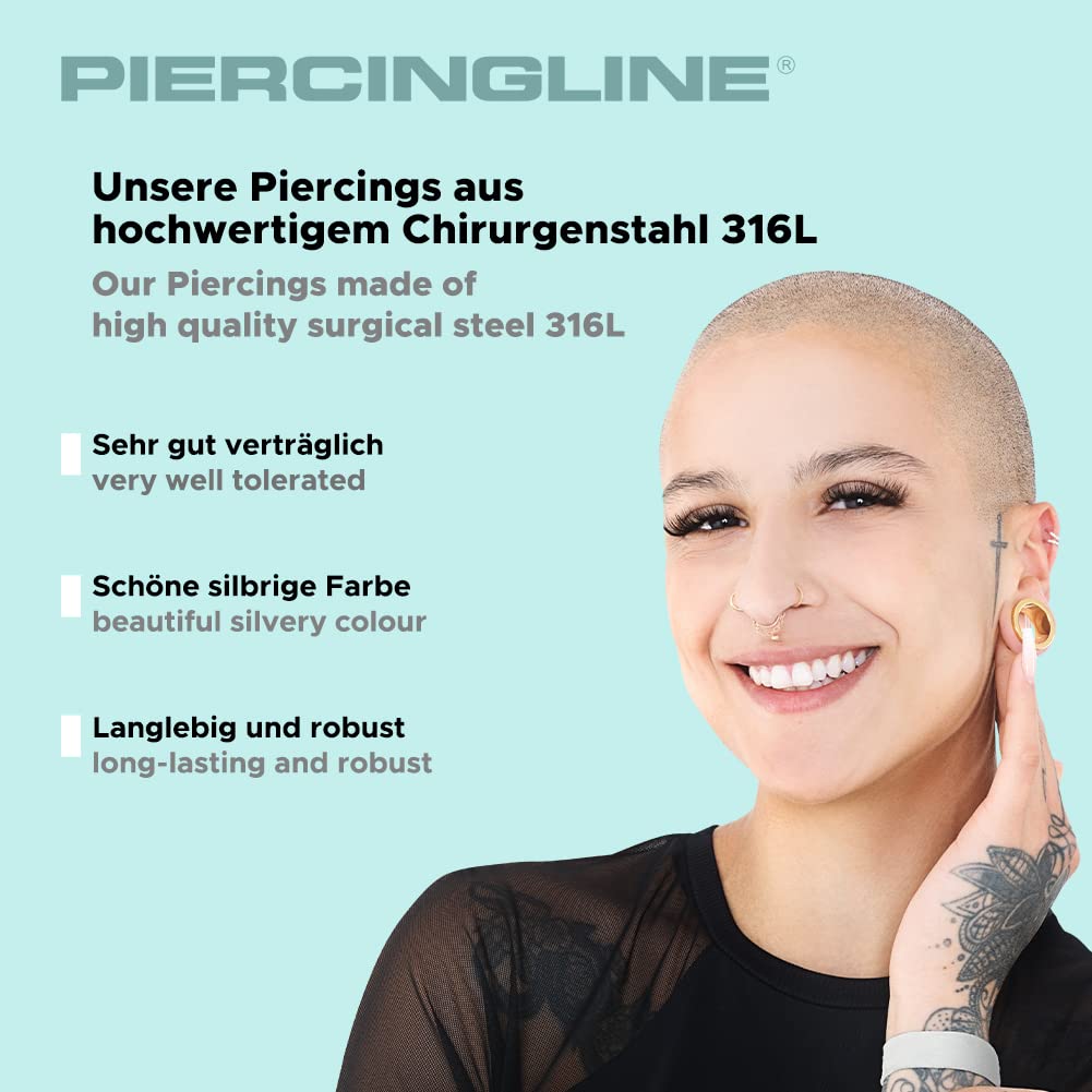 PIERCINGLINE Segment Ring Clicker made of surgical steel - Hoop Piercing in gold, silver, rose gold or black - nose ring, septum ring, ear helix piercing jewelry or tragus cartilage hoop