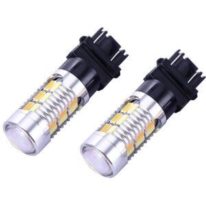 3157 3057 3357 4157 Turn Signal White Yellow Amber Switchback Led Light Bulbs 22 SMD with Projector, for Standard Socket, Not CK, Pair of 2