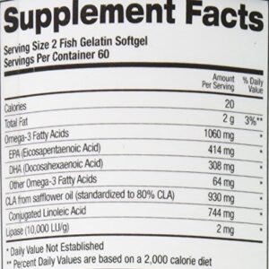 Top Secret Nutrition Fish Oil and CLA Veggie Softgels, 120 Count