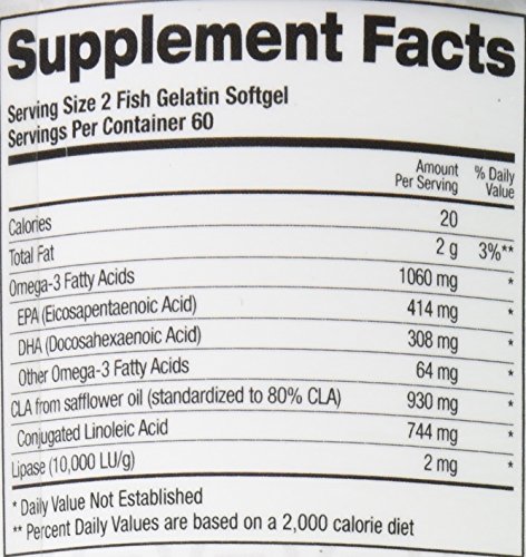 Top Secret Nutrition Fish Oil and CLA Veggie Softgels, 120 Count