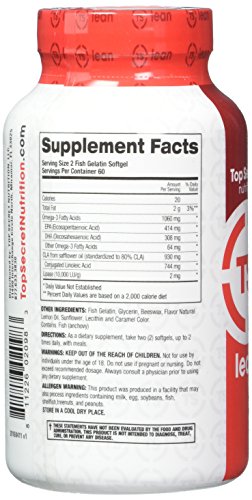 Top Secret Nutrition Fish Oil and CLA Veggie Softgels, 120 Count