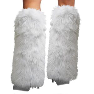 gupiar women's fur leg warmers sexy furry fuzzy leg warmers soft boot cuffs cover white