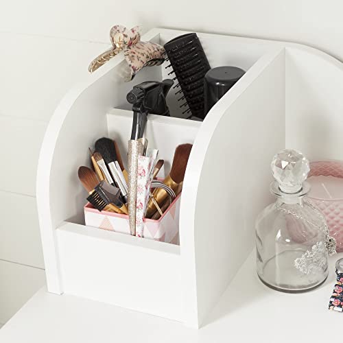 South Shore Make-up Dressing Table with 2 Doors and Storage Baskets, Pure White