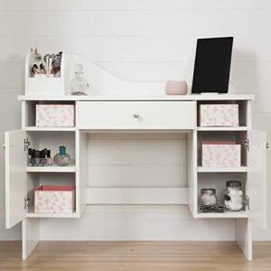 South Shore Make-up Dressing Table with 2 Doors and Storage Baskets, Pure White