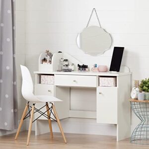 South Shore Make-up Dressing Table with 2 Doors and Storage Baskets, Pure White