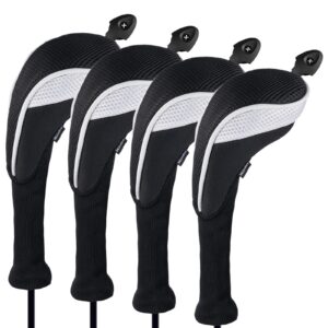 Andux 3 Pack Long Neck Golf Hybrid Club Head Covers Dial No. Tag CTMT-01 Black/White