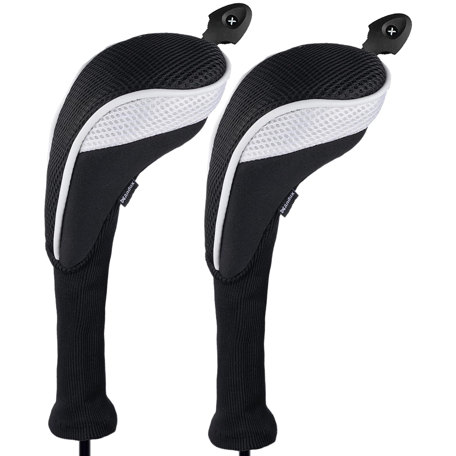 Andux 3 Pack Long Neck Golf Hybrid Club Head Covers Dial No. Tag CTMT-01 Black/White