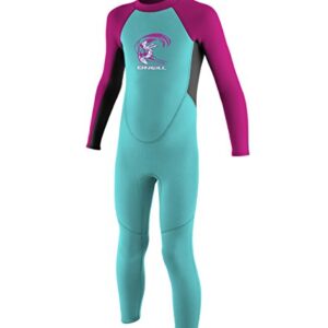 O'Neill Toddler Reactor-2 2mm Back Zip Full Wetsuit, Light Aqua/Graphite/Berry, 1