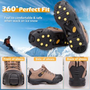 Ice Snow Traction Cleats Crampons Anti-Slip Snow Shoes Cleats for Boots Shoes Winter Walking on Snow and Ice Overshoe Slip-on Stretch Footwear for Men Women