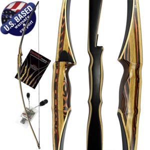 southwest archery scorpion traditional hunting long bow – 68” longbow – right & left hand – draw weights in 25-60 lbs – usa based company – perfect for beginner to intermediate – 1 year warranty