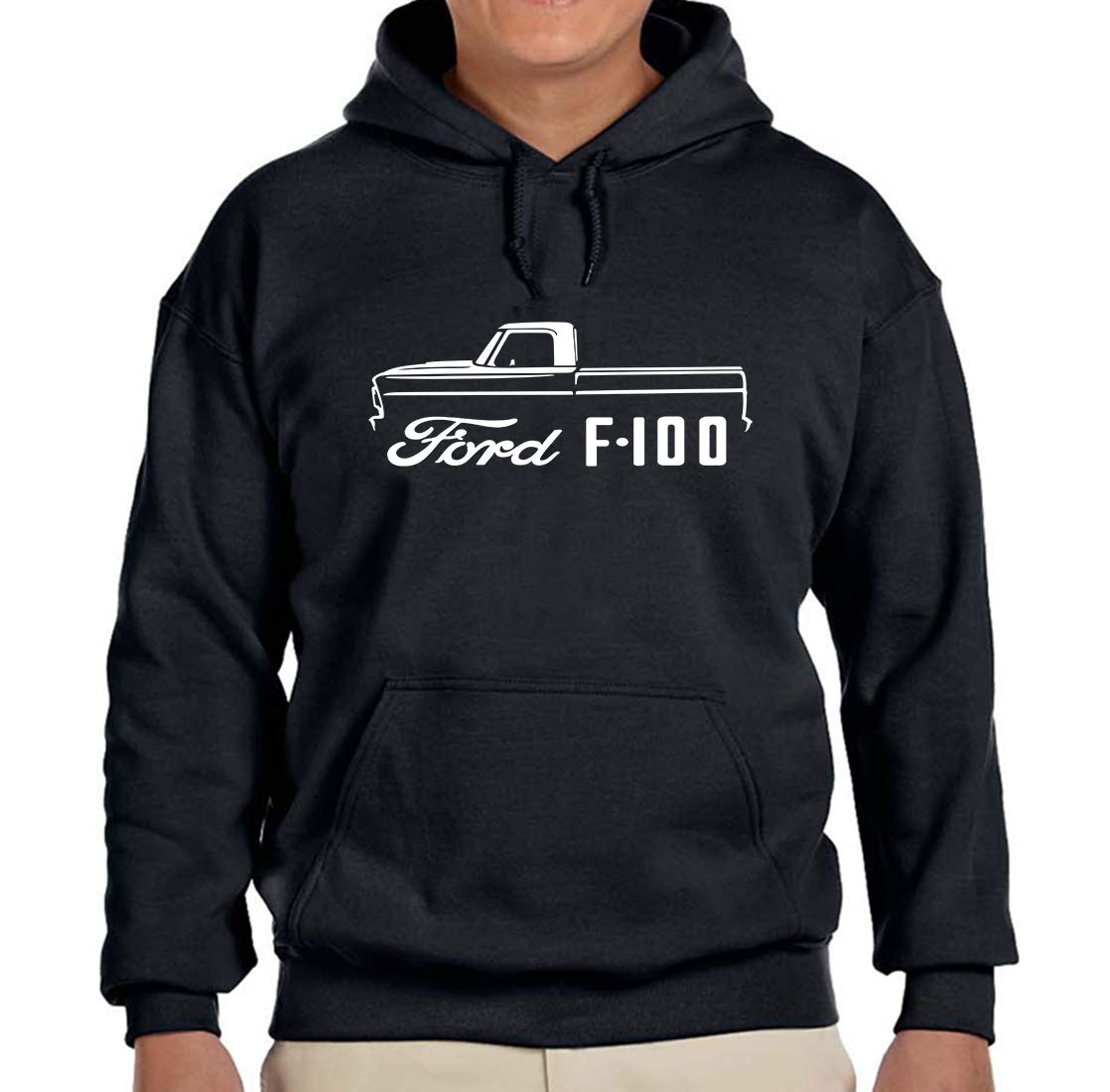 1967-72 Ford F100 Pickup Truck Classic Outline Design Hoodie Sweatshirt large black