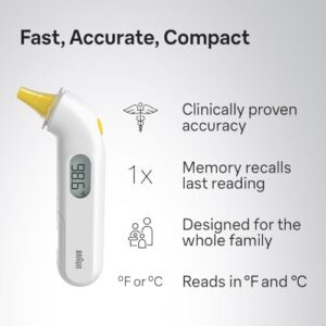 Braun ThermoScan 3 Ear Thermometer, Fast 1 second measurement, Audio Fever Indicator, Digital Display, Baby and Infant Friendly, No. 1 Brand Recommended by Pediatricians, IRT3030