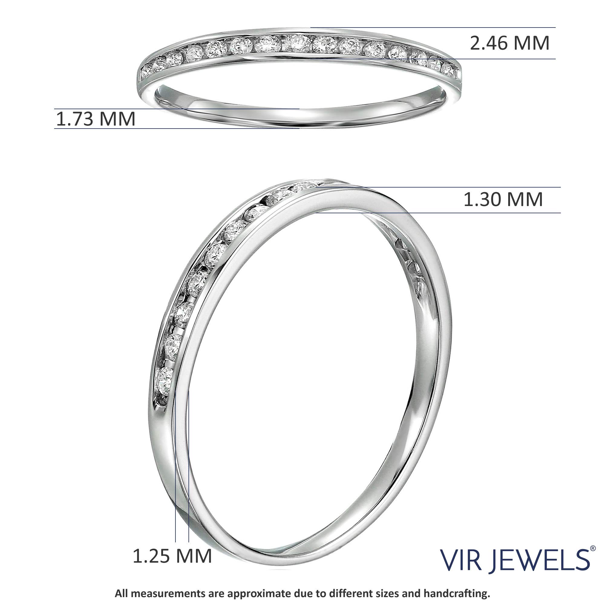 VIR JEWELS 1/5 carat (ctw) Diamond Wedding Anniversary Band for Women, Half Eternity Round Diamond Engagement Ring 10K White Gold Channel Set 0.20 cttw, Size 9