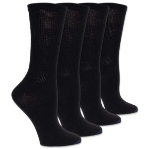 dr. scholl's women's guaranteed comfort diabetic and circulatory crew 4 pack socks,black, 4-10