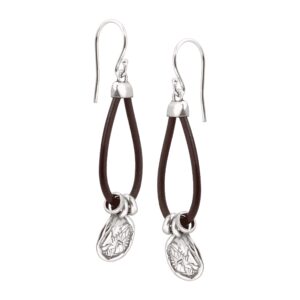 Silpada 'Medallion' Drop Earrings in Sterling Silver & Leather