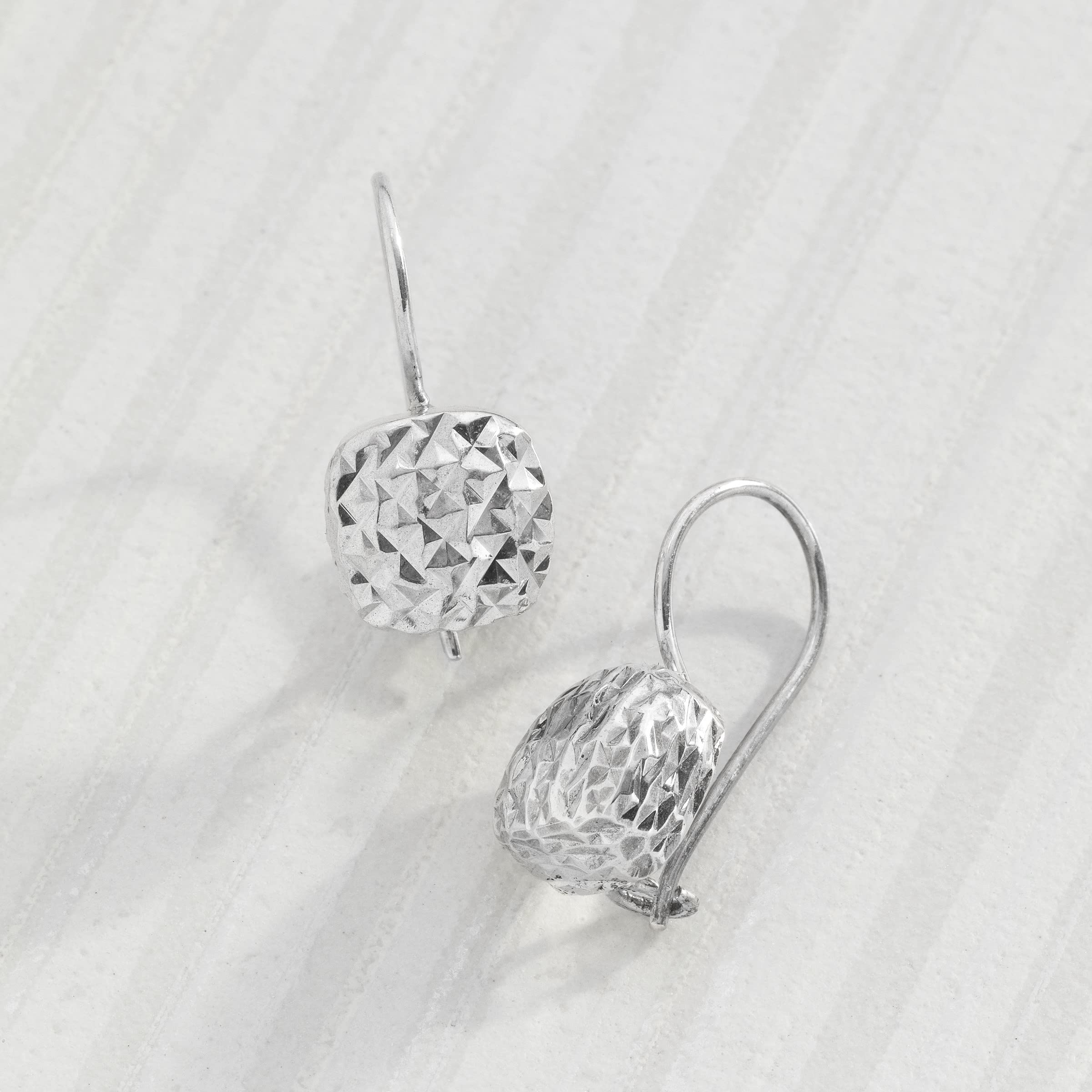 Silpada 'Rounded Cube' Drop Earrings in Textured Sterling Silver