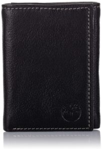 timberland mens genuine leather rfid blocking trifold wallet, black, one size