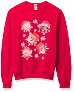 lost gods women's ugly christmas cat snowflakes sweatshirt - red - large