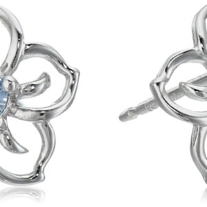 Amazon Essentials Sterling Silver Created Aquamarine Flower Stud Earrings (previously Amazon Collection)