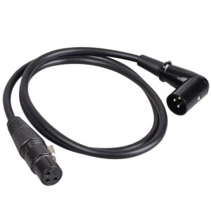 right angle xlr cable, dmx cable 3ft, 90-degree xlr male to female, balanced microphone cables