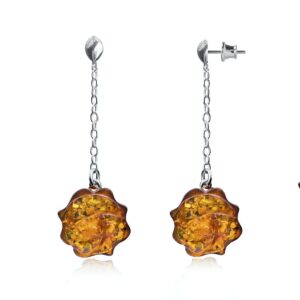 ian and valeri co amber sterling silver rose dangle earrings