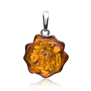 ian and valeri co. amber sterling silver rose pendant