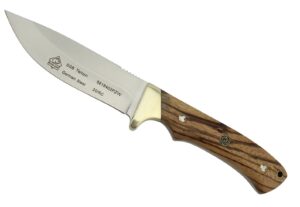 puma sgb teton zebra wood hunting knife with leather sheath