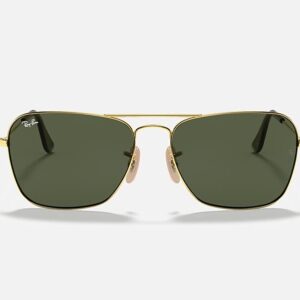 Ray-Ban RB3136 CARAVAN 181 58M Gold/Dark Green Square Sunglasses For Men For Women + BUNDLE with Designer iWear Eyewear Kit