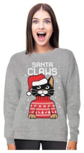 tstars santa claws sweatshirt women teen girls cat ugly christmas sweater style medium gray