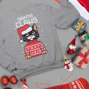 Tstars Santa Claws Sweatshirt Women Teen Girls Cat Ugly Christmas Sweater Style Medium Gray