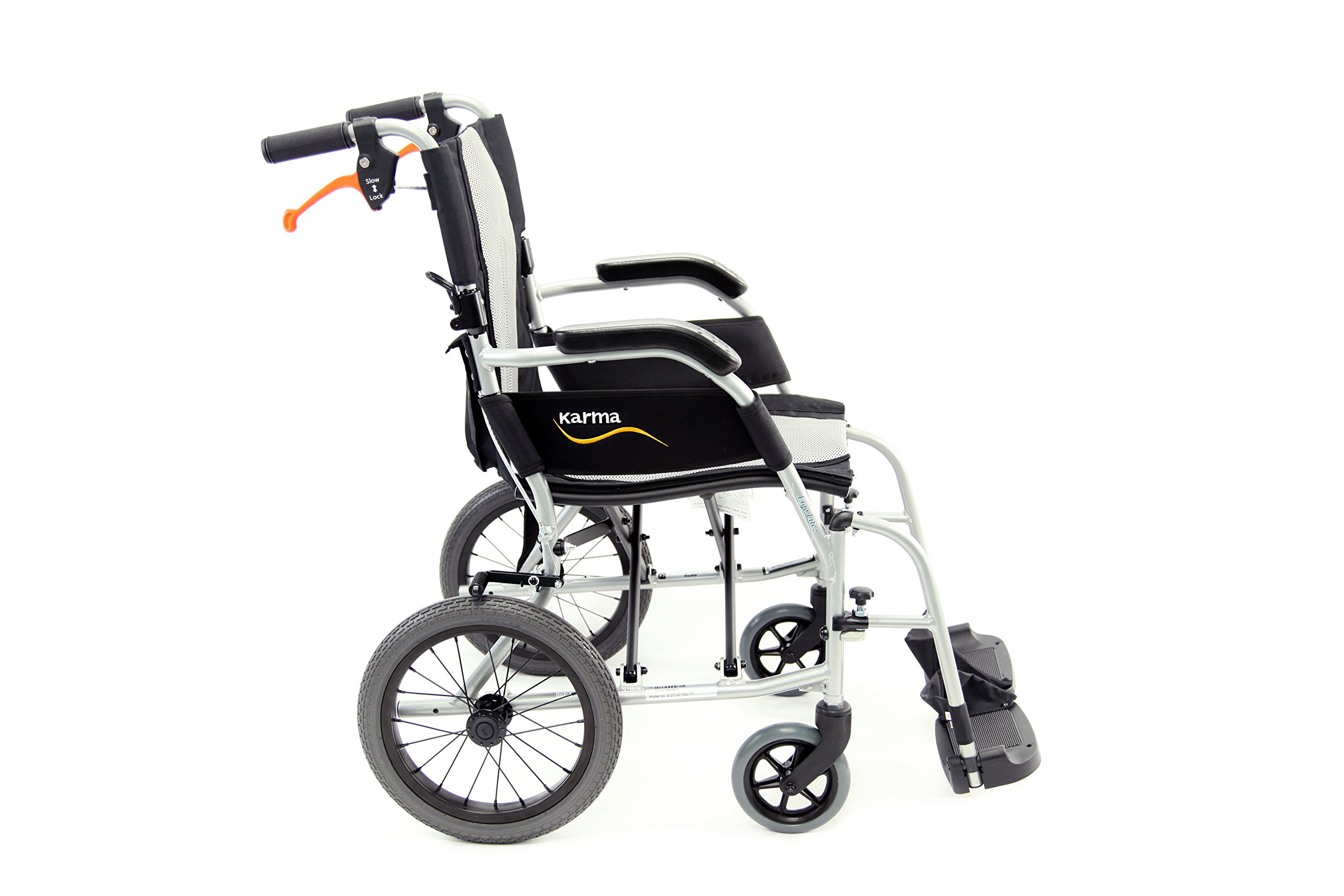 Karman Healthcare S-2512 Ergo Flight Transport Ultra Lightweight Wheelchair Luxury Seat, 18"