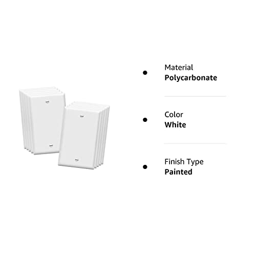 ENERLITES Blank Wall Plate Cover, Gloss Finish, Standard Size 1-Gang 4.50" x 2.76", Polycarbonate Thermoplastic, Electrical Covers for Unused Outlets/Switches, 8801-W-10PCS, White 10 Pack