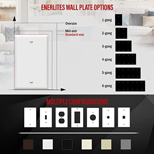 ENERLITES Blank Wall Plate Cover, Gloss Finish, Standard Size 1-Gang 4.50" x 2.76", Polycarbonate Thermoplastic, Electrical Covers for Unused Outlets/Switches, 8801-W-10PCS, White 10 Pack