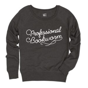 instant message - professional bookworm-ladies lightweight french terry pullover - size x-large heather charcoal