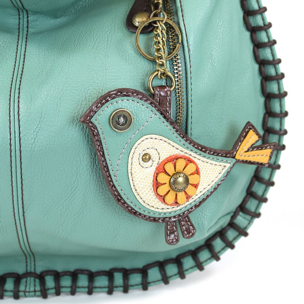 CHALA Cross body Handbag, Large Size, Casual, Soft, Shoulder or Cross body - TEAL (Green Bird)