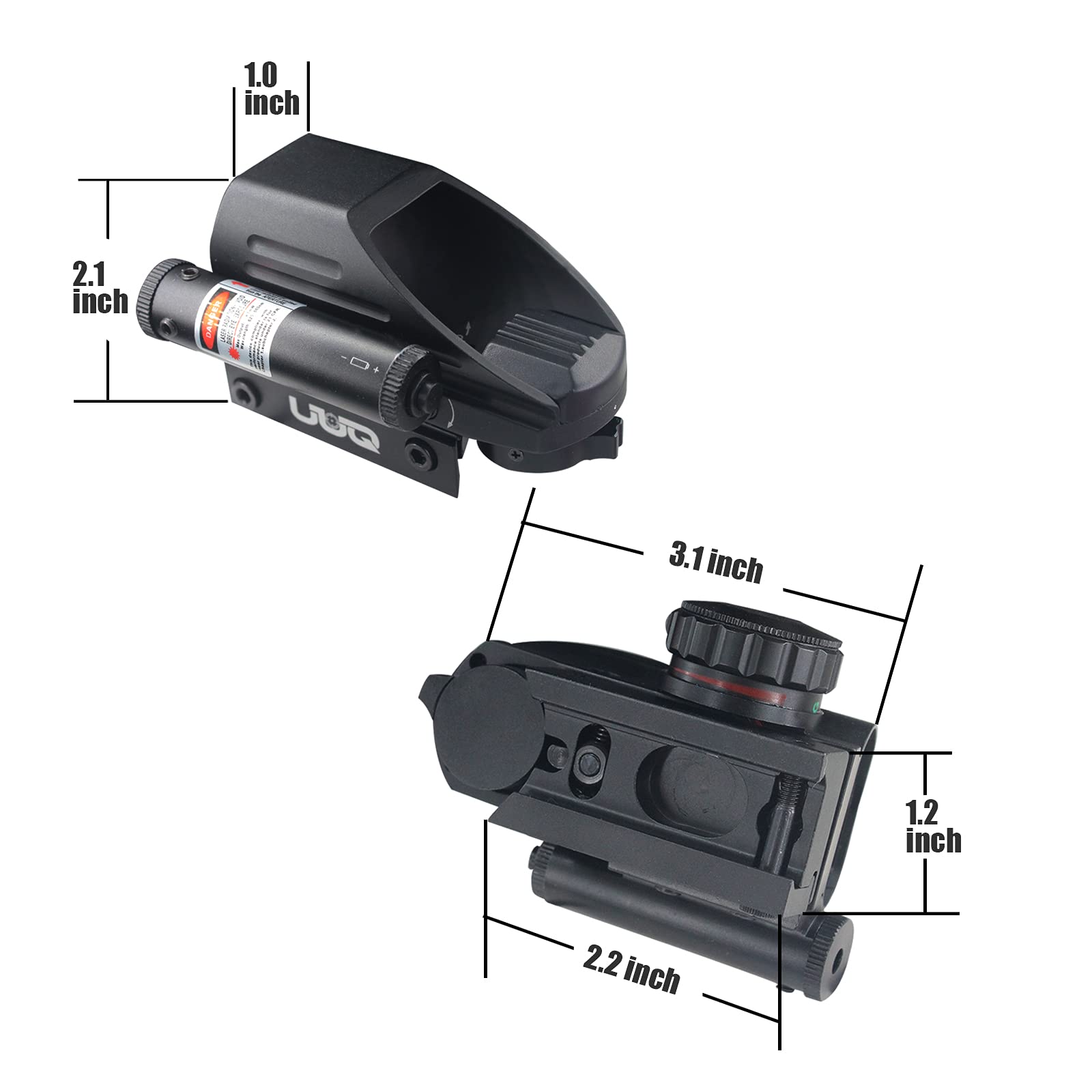 UUQ Tactical Holographic Red Green Reflex Scope Sight 4 Reticles (with Red Laser)