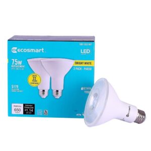 ecosmart 75w bright white par30 dimmable led flood light bulb2-pack 1001653667