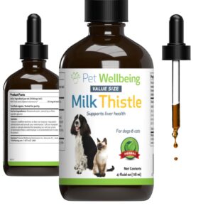 pet wellbeing milk thistle for dogs & cats - supports liver health, protects liver - glycerin-based natural herbal supplement - 4 oz (118 ml)