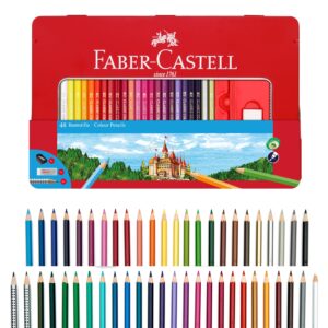 faber-castell classic colored pencils tin set, 48 vibrant colors in sturdy metal case