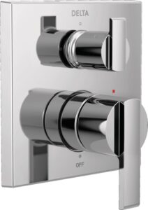 delta faucet t24867, chrome ara angular modern monitor 14 series valve trim with 3-setting integrated diverter