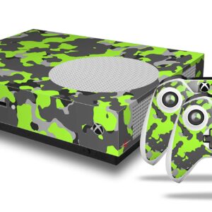 WraptorSkinz Decal Vinyl Skin Wrap Compatible with Xbox One S Console and Controllers - WraptorCamo Old School Camouflage Camo Lime Green