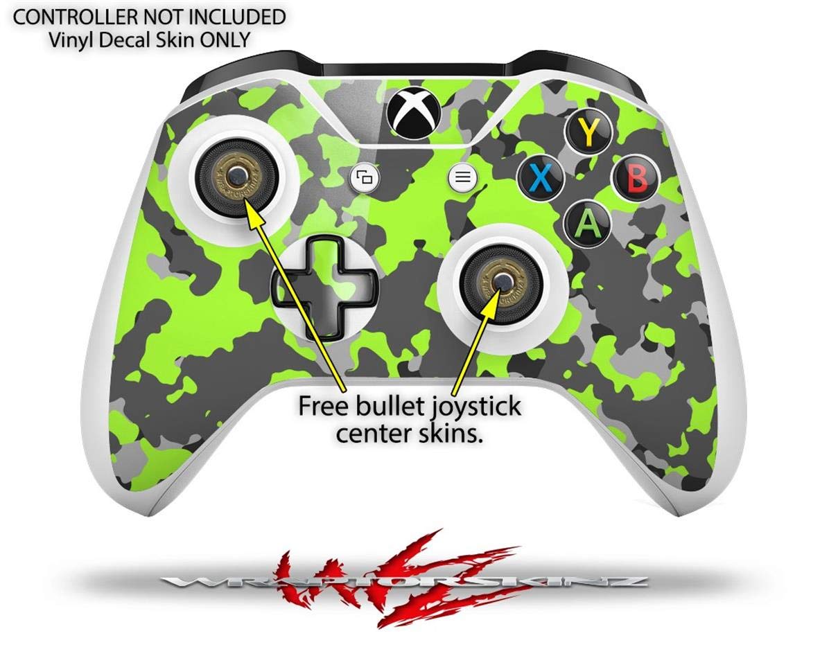 WraptorSkinz Decal Vinyl Skin Wrap Compatible with Xbox One S Console and Controllers - WraptorCamo Old School Camouflage Camo Lime Green