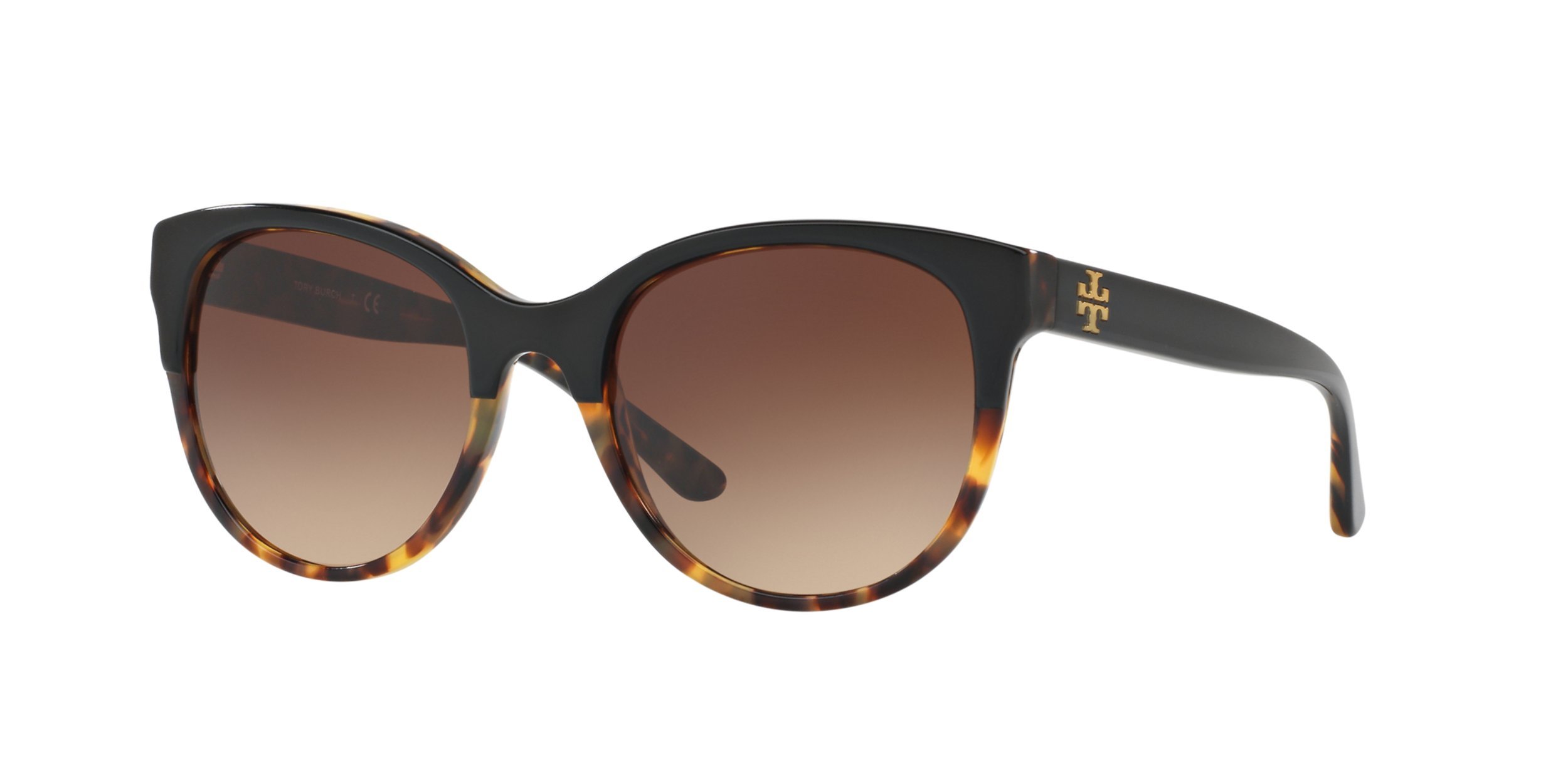 Tory Burch TY7095 Sunglasses 160113-54 - Black/Tortoise Frame, Dark Brown TY7095-160113-54